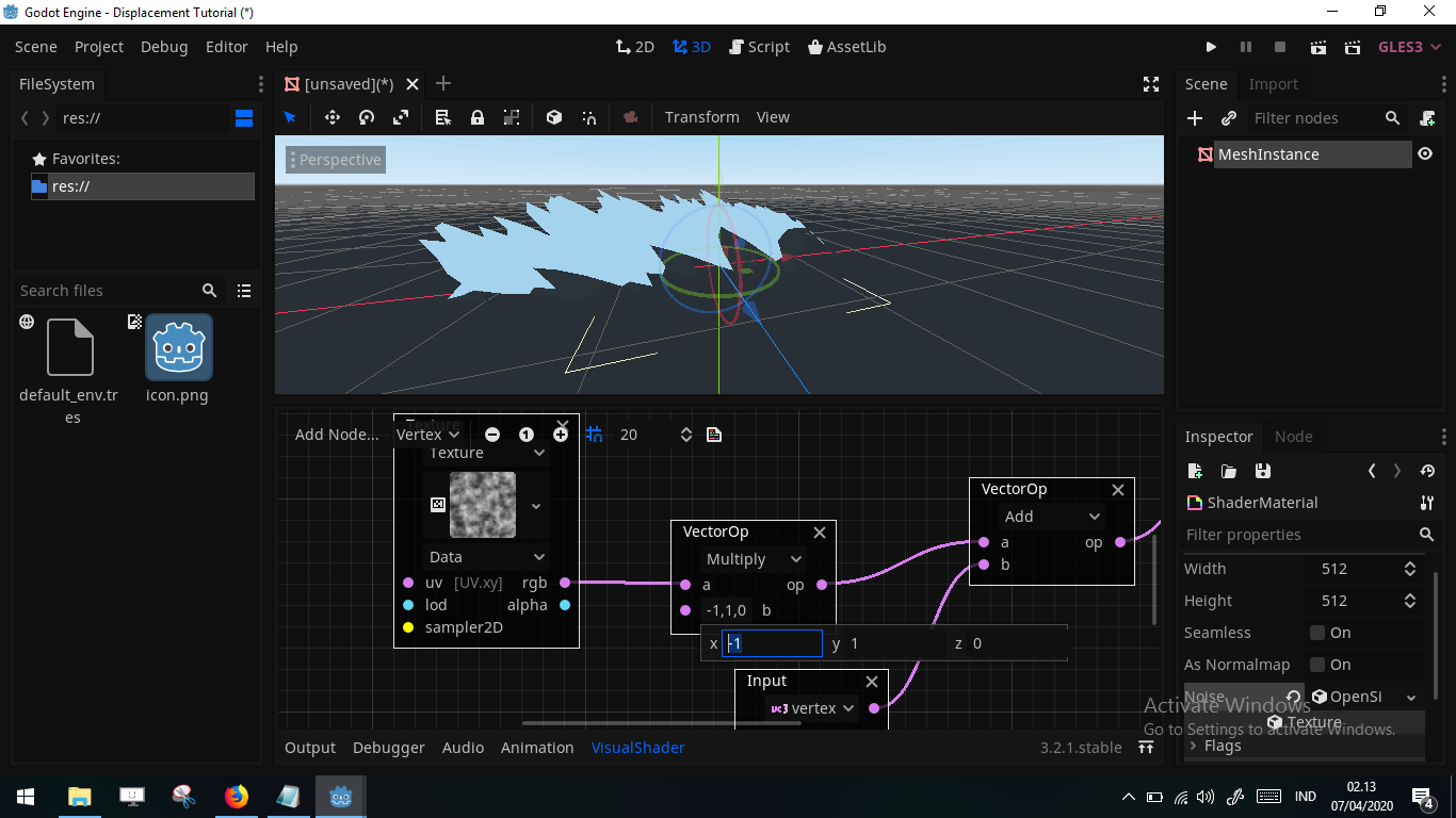 Godot Tutorial - Vertex Displacement using Visual Shader