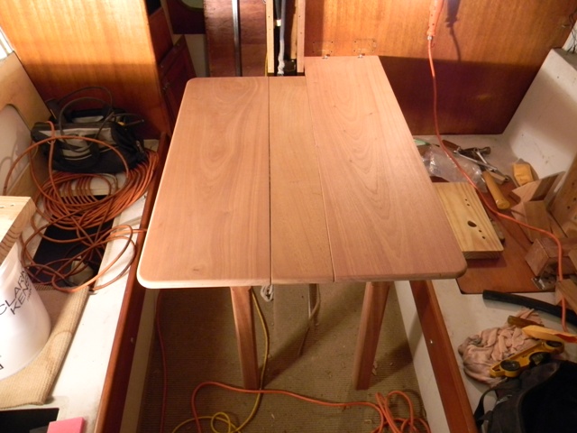 Ericson 25, Oystercatcher: Main Salon Table, Custom Mahogany, Stowable