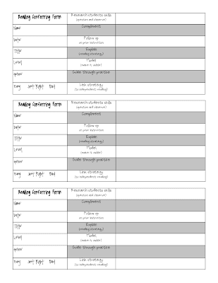 The Go To Teacher: Reading Conferring Form