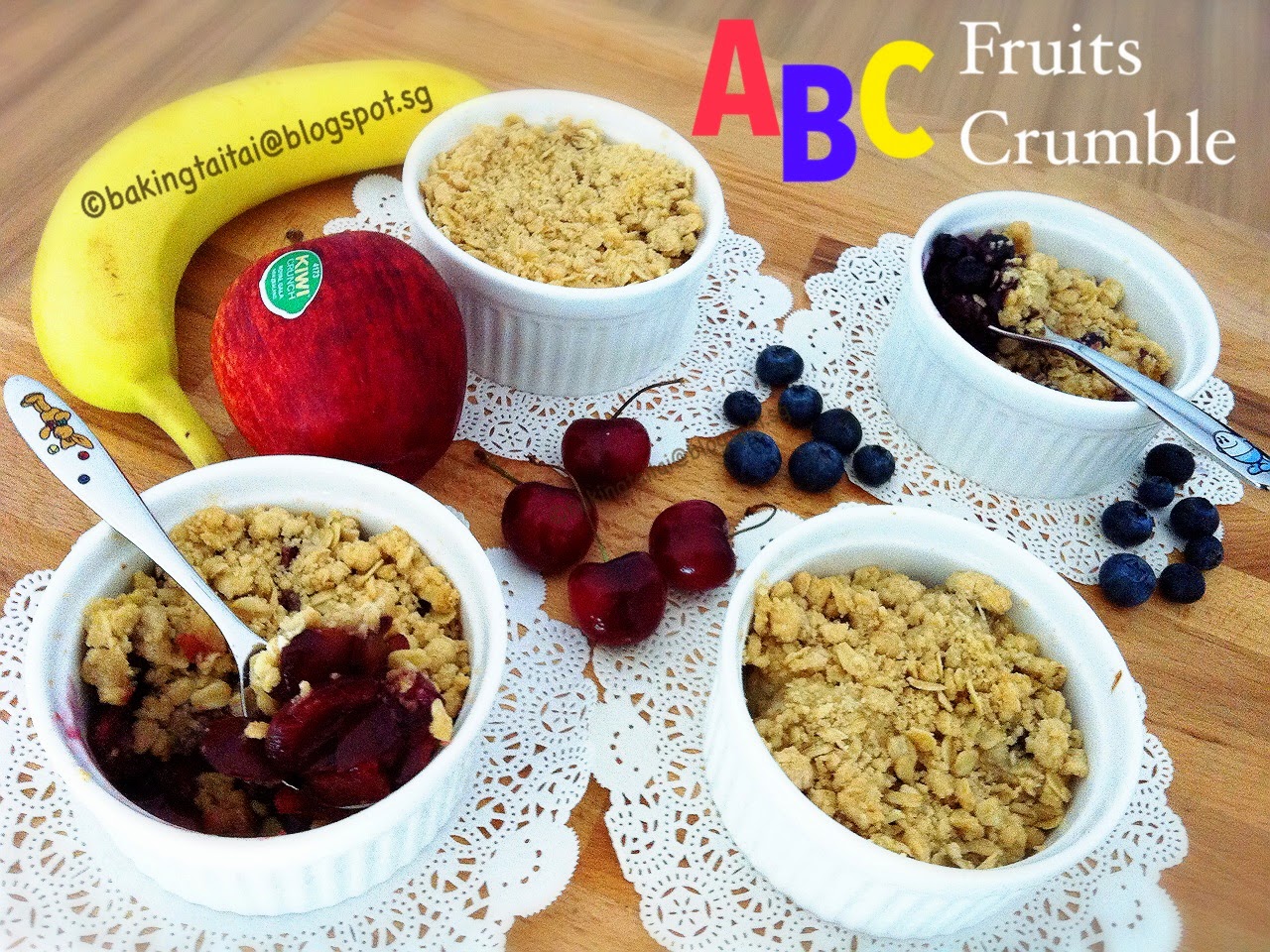 Baking Taitai 烘焙太太: Easy ABC Fruits Crumble 简易水果金宝 (中英食谱教程）