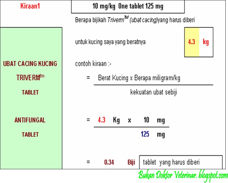 bukan doktor veterinar: Pengiraan Dos Ubat-ubatan Veterinar