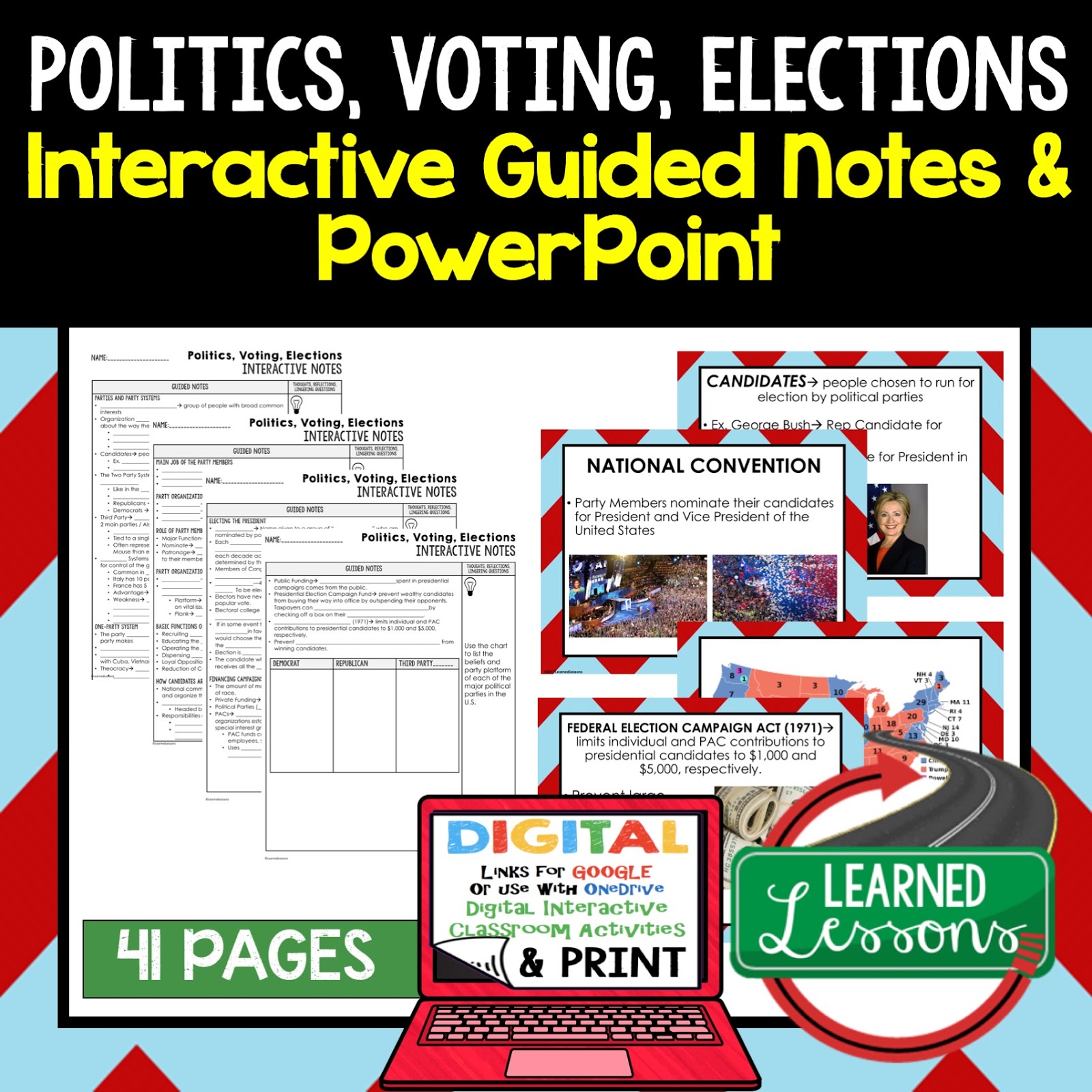 CIVICS Guided Notes and PowerPoints BUNDLE, Print and Digital Graphic ...