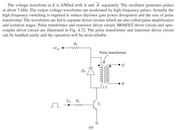 SCR-Gate drive circuit of SCR with isolation using Pulse Transformer