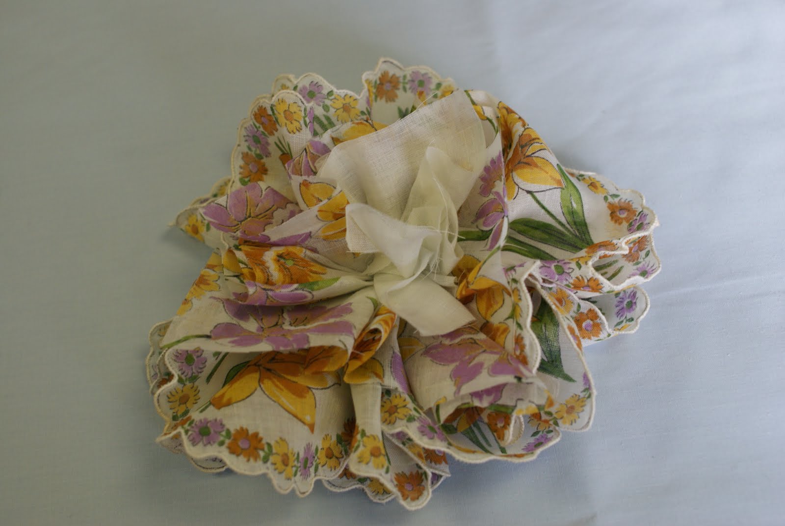 At Home with Natalie: Handkerchief Flower Pins