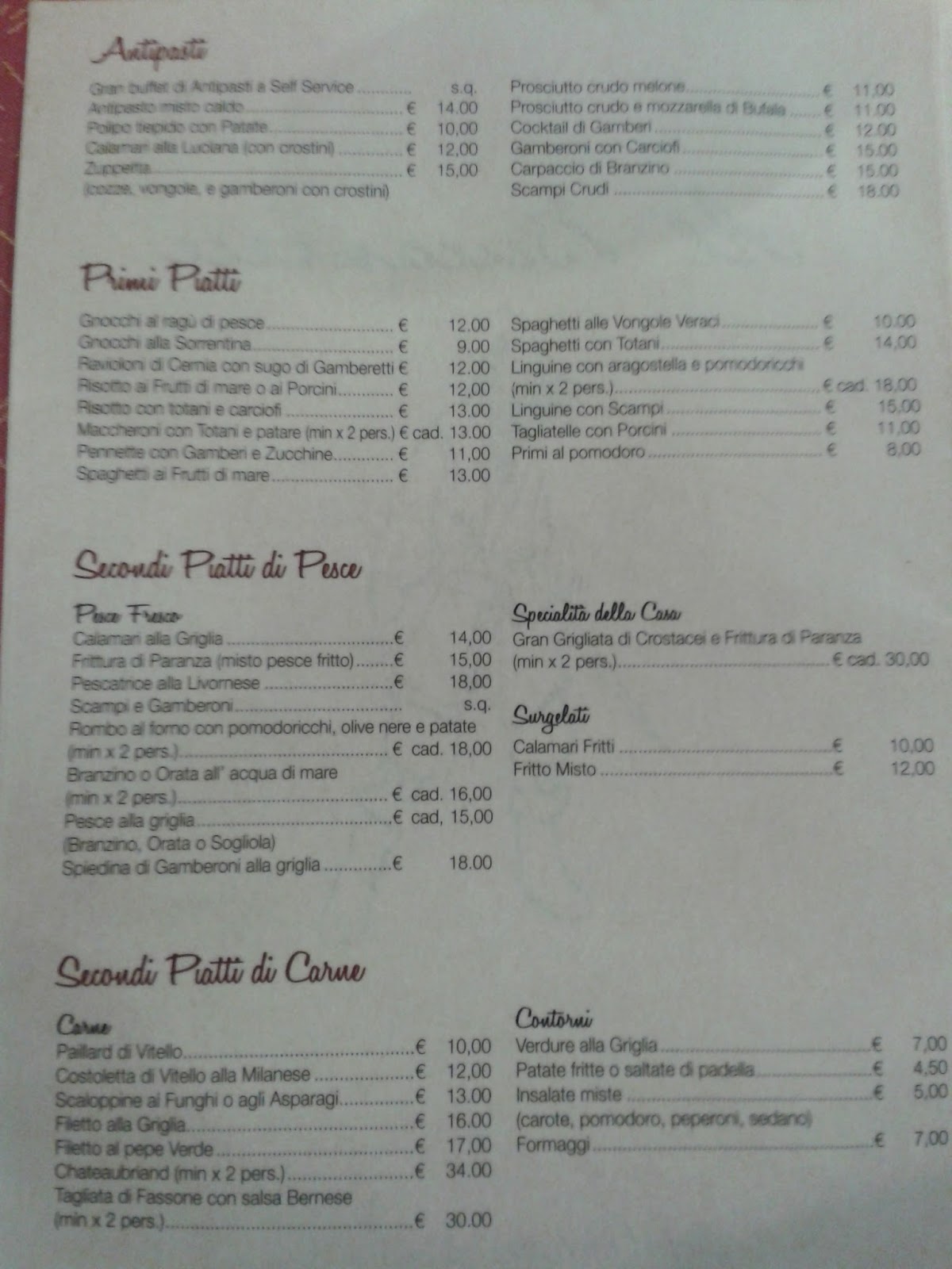 Menu e Prezzi: Ristorante AL BUCANIERE a Biella in via Pietro Micca 32