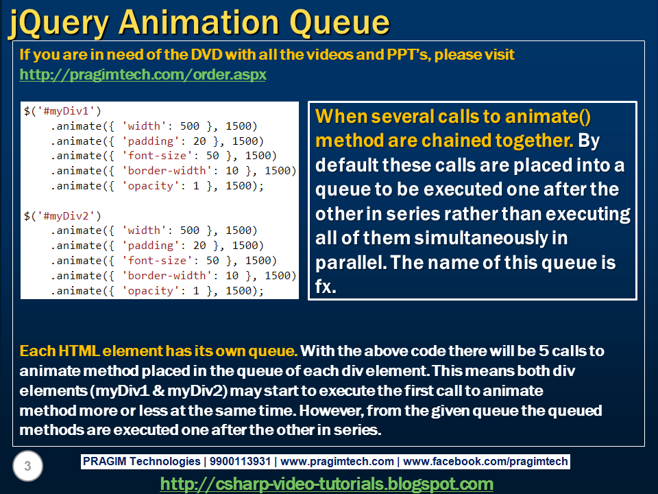 Sql server, .net and c# video tutorial: jquery animation queue
