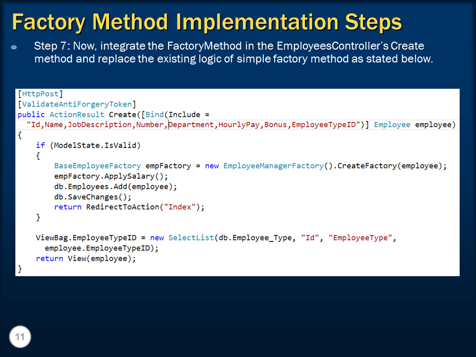 Sql server, .net and c# video tutorial: Factory Method Design Pattern