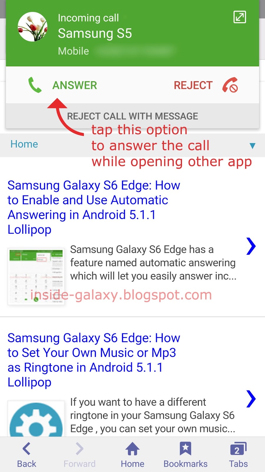 Inside Galaxy: Samsung Galaxy S6 Edge: How to Answer Incoming Calls in ...