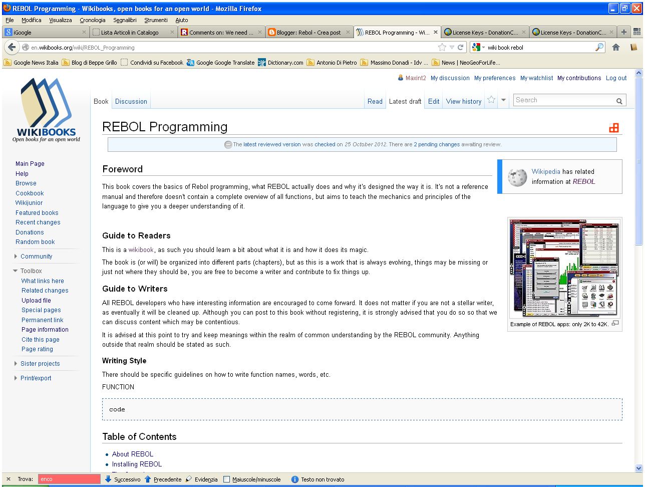 Rebol: Rebol Dictionary and Wikibook
