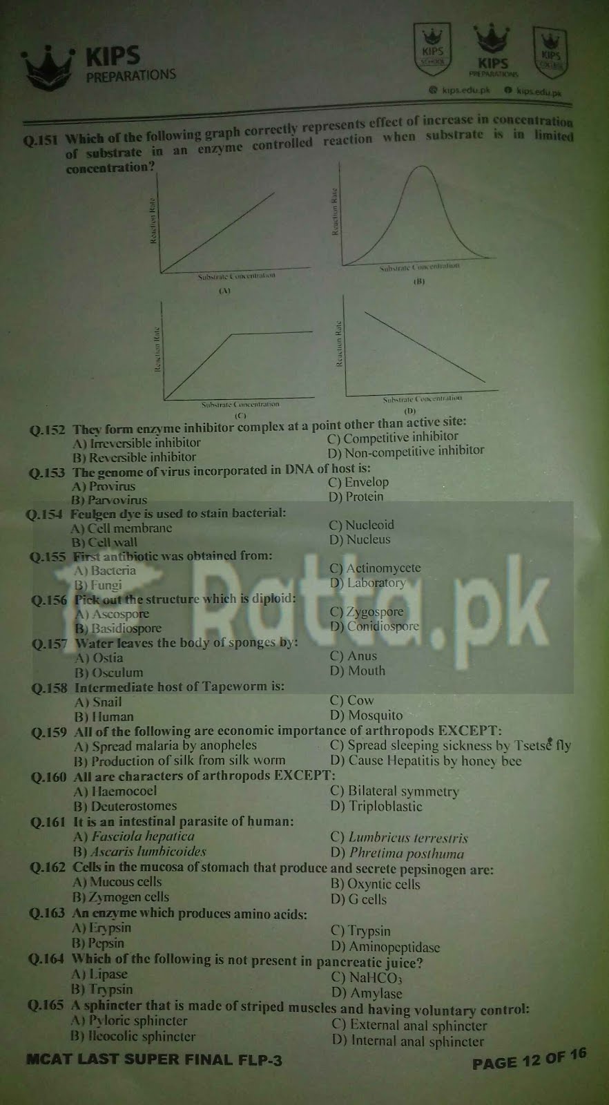KIPS MCAT Full Length Papers-3 all Subjects 2016- MCAT Last Super Final ...