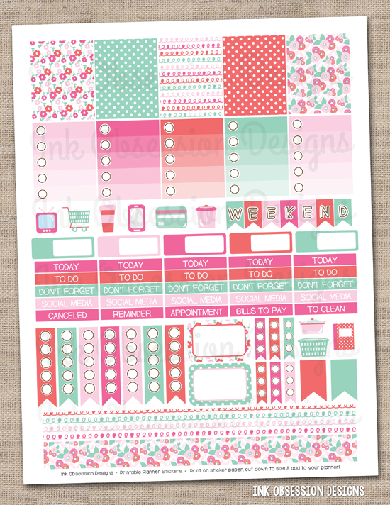 Ink Obsession Designs: New Weekly Printable Sticker Sets