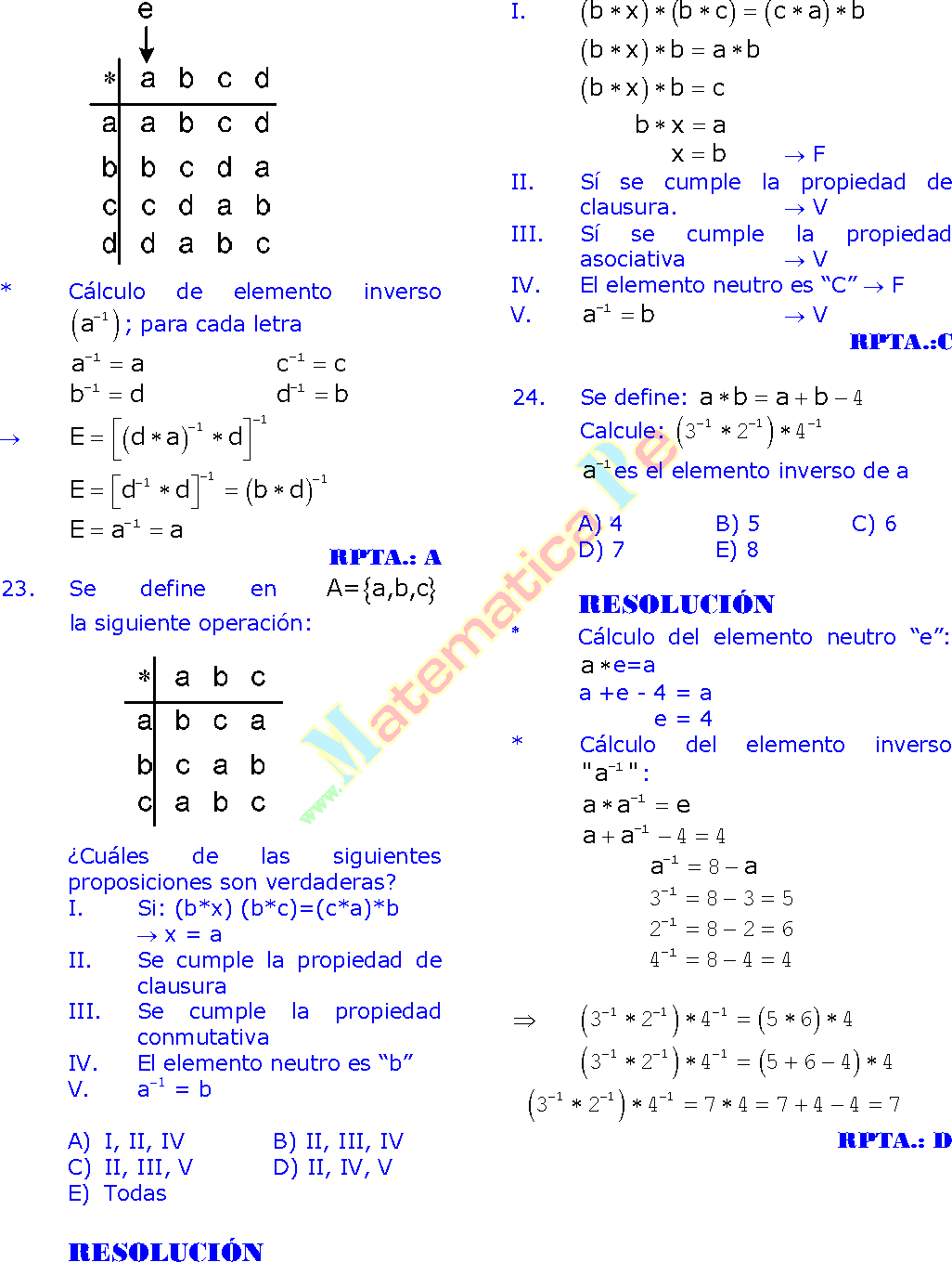OPERADORES MATEMÁTICOS EJERCICIOS RESUELTOS DE RAZONAMIENTO MATEMÁTICO ...