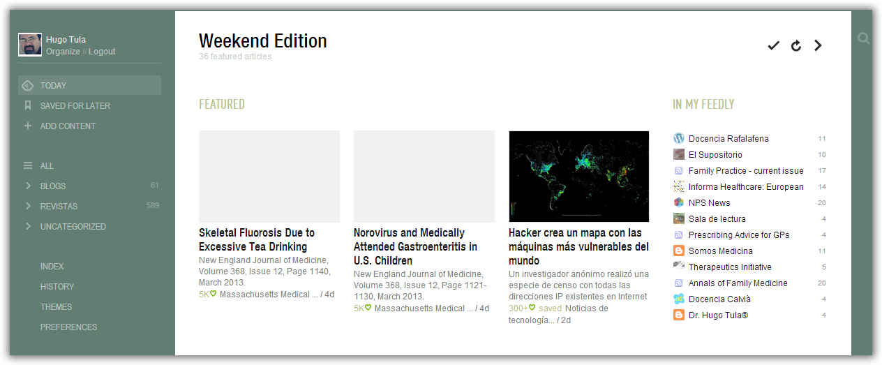 Feedly, la alternativa ante el cierre de Google Reader ~ Un Mapache