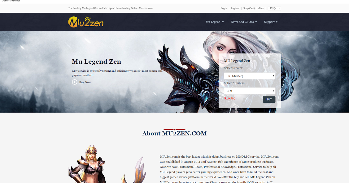 MU2Zen MU Legend Zen,Items and Power leveling