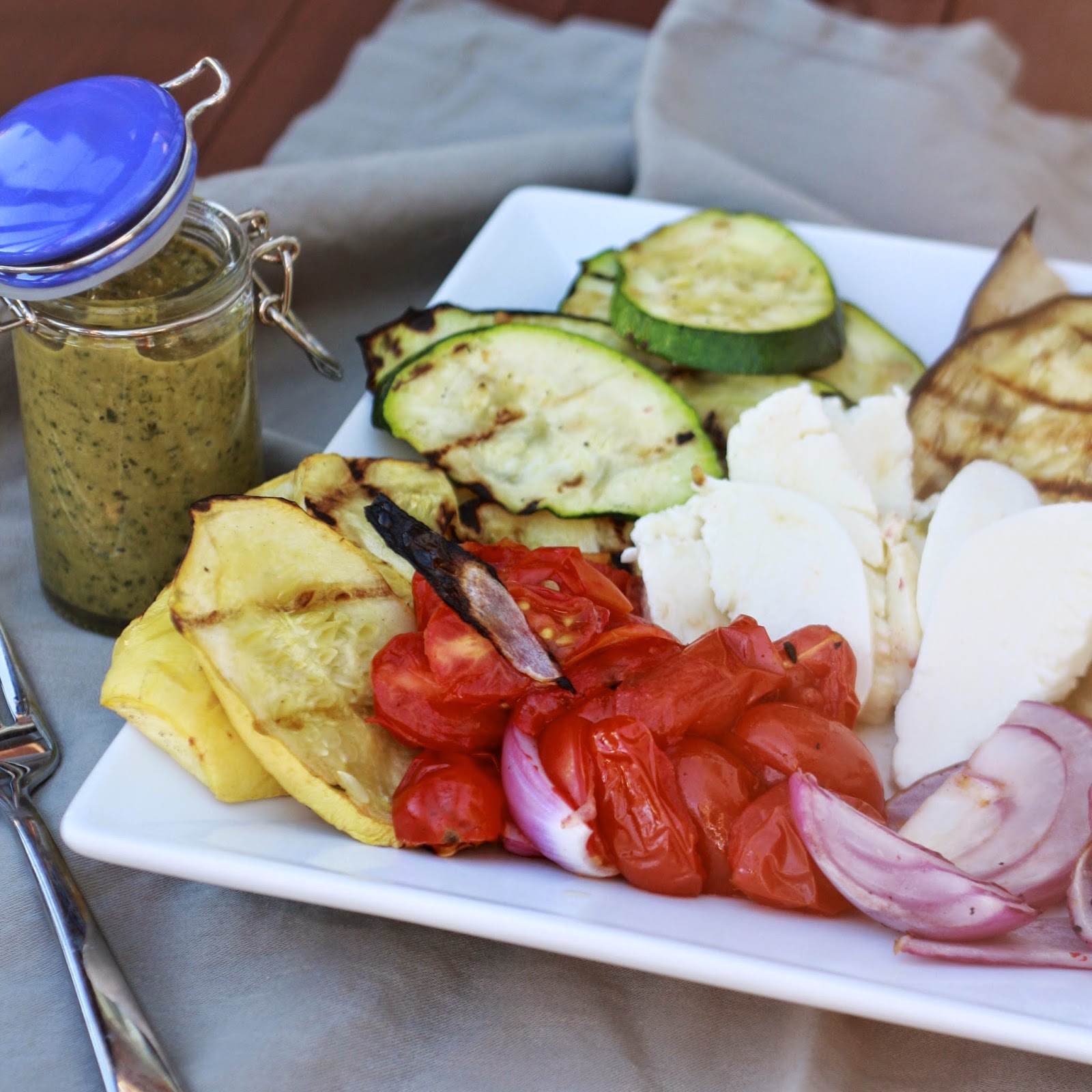 Grilled Vegetable Caprese with Balsamic Pesto | The Sweets Life