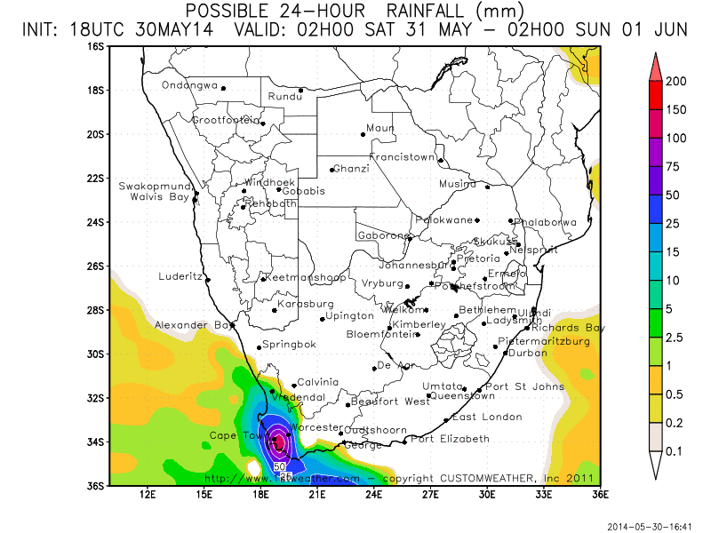 Mossel Bay Weather Observation, South Africa : Possible 24 Hour ...
