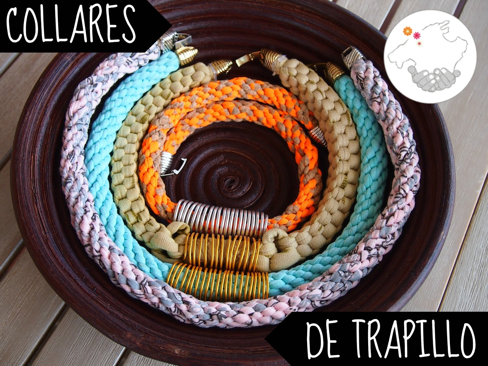 Collares de trapillo: kumihimo, a mano y a crochet