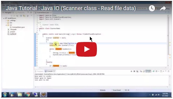 Java Ee Java Tutorial Java Io Scanner Class Read File Data