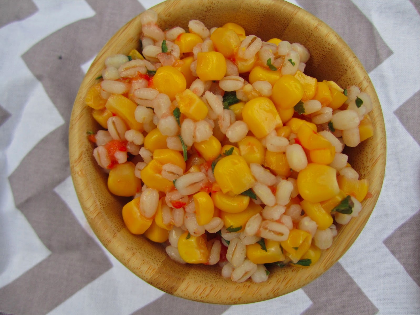 Stephanie Cooks: Corn and Barley Salad with Fresh Tomato Vinaigrette