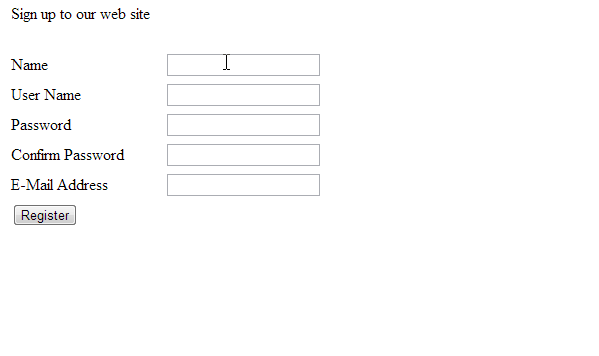 Purvi's Blog: Registering in a web site