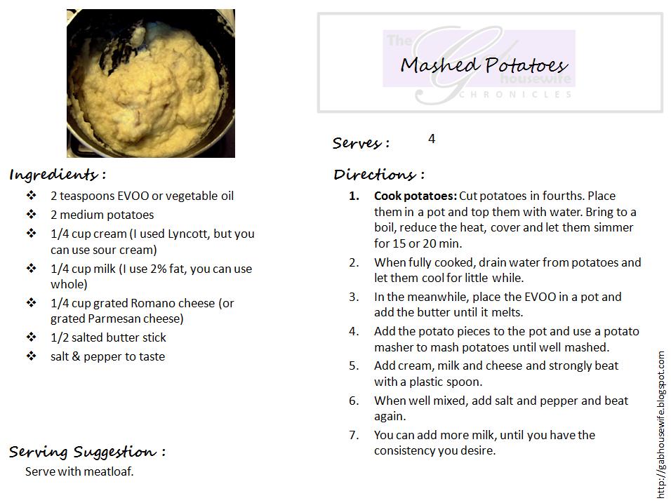 The Gab Housewife Chronicles: Mashed Potatoes
