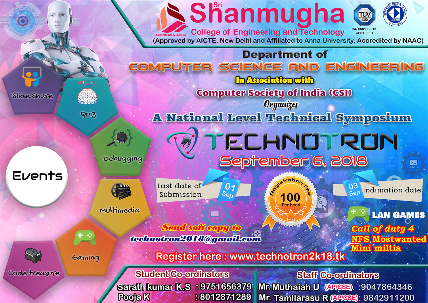 TECHNOTRON 2K18 Symposium at Sri Shanmugha College, Salem