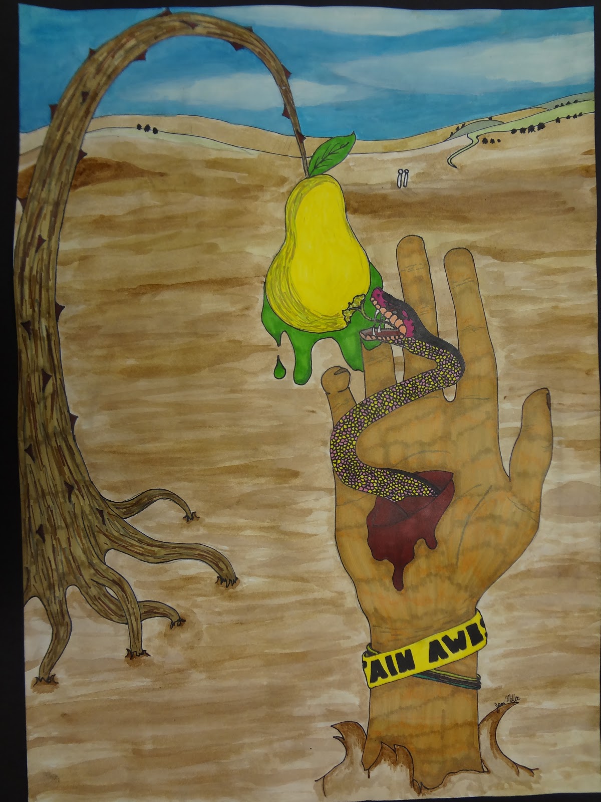 Sharpies, paint, and paper! Oh my!: High School Handscapes