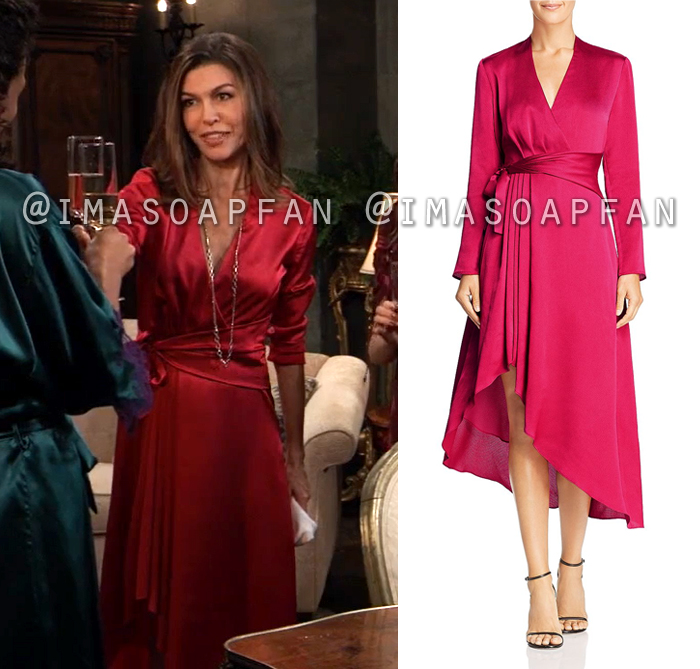 Anna Devane's Pinkish Red Wrap Dress - General Hospital, Season 56 ...