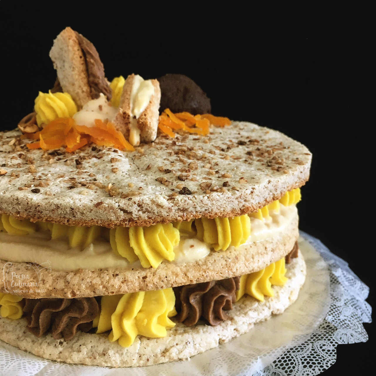 Poesía Culinaria . Sabores de Nati: Dacquoise de almendras, con ganache chocolate blanco ...