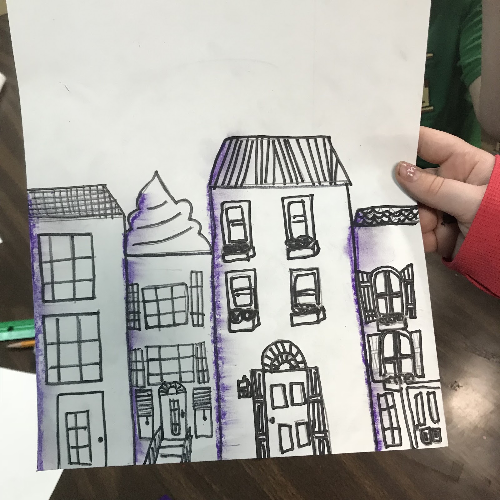 Elements of the Art Room: 4th grade value skies and cityscapes