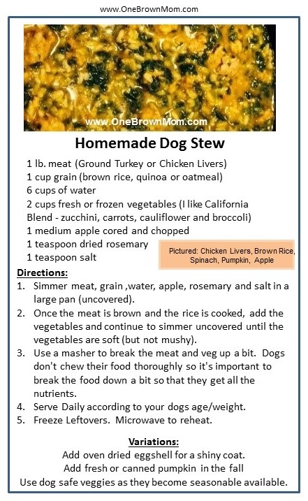 Daisy's Doggie Stew - Homemade Dog Food - One Brown Mom
