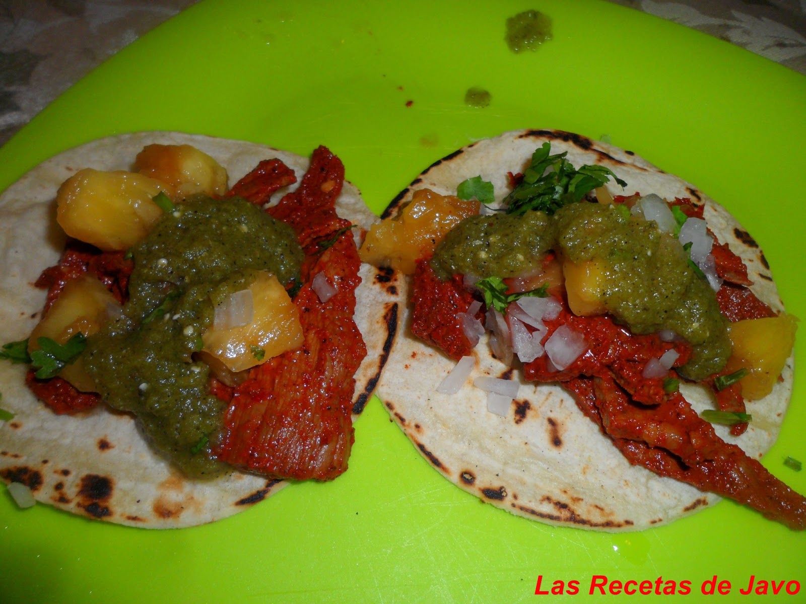 LAS RECETAS DE JAVO: TACOS DE CESINA ENCHILADA