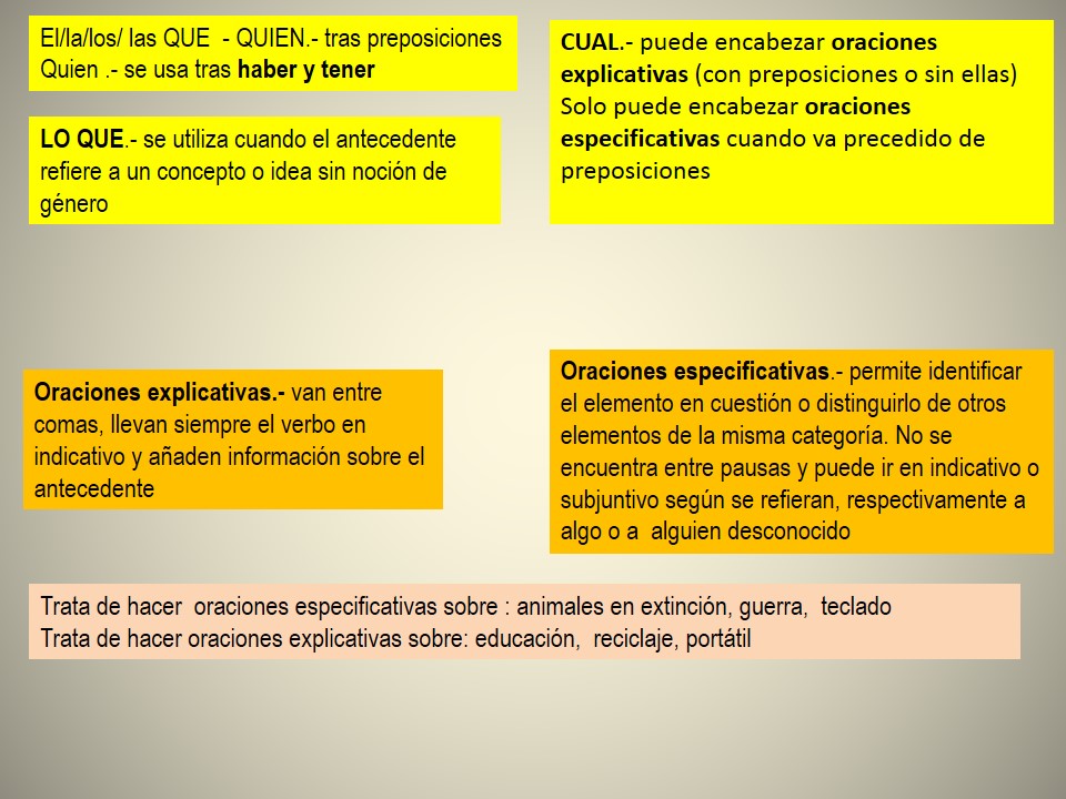ORACIONES DE RELATIVO