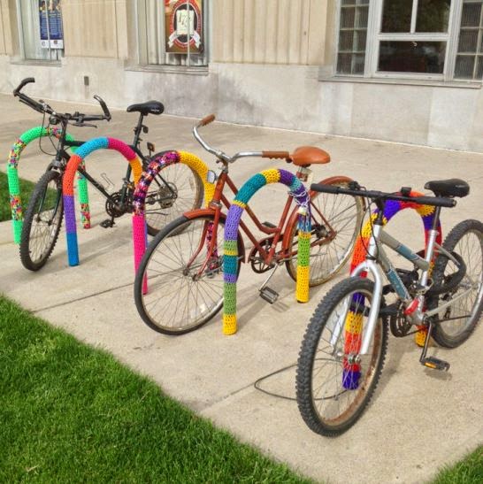 CynthiaParkhill: Yarn Bombing @ Your Library: Yarnbombed bicycle racks
