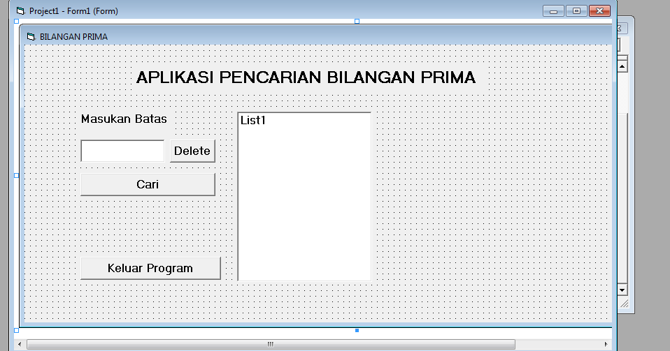 Membuat Aplikasi Pencarian Bilangan Prima Menggunakan Bahasa Pemrograman Visual Basic 6.0