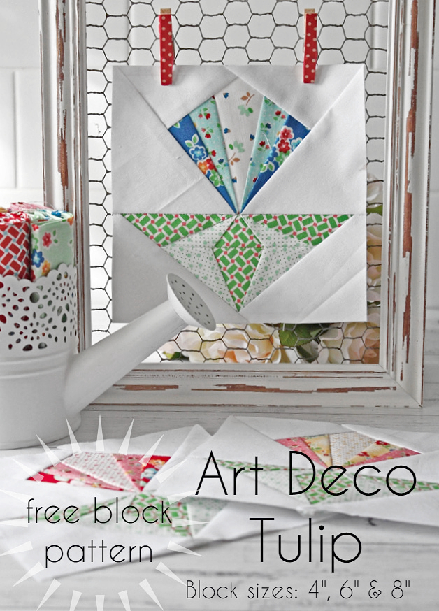 Art Deco Tulip Block - Free Block Pattern (4", 6" & 8") - Threadbare ...