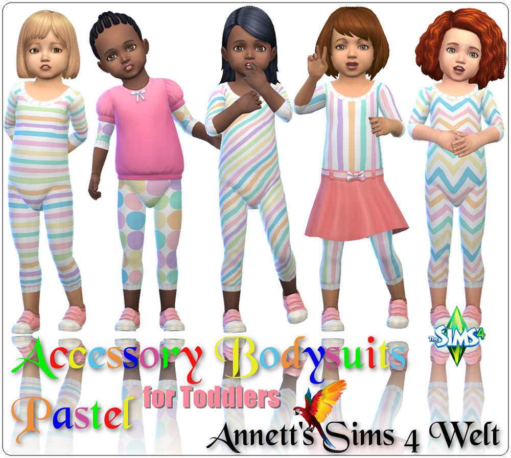 Annett's Sims 4 Welt: Accessory Bodysuits "Pastel" for Toddlers