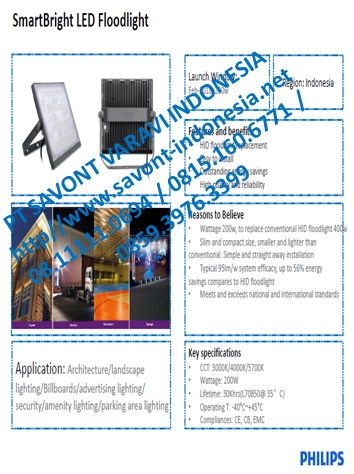 SmartBright LED Floodlight - BVP176 200W | DISTRIBUTOR RESMI LAMPU PHILIPS - ALL ABOUT PHILIPS ...
