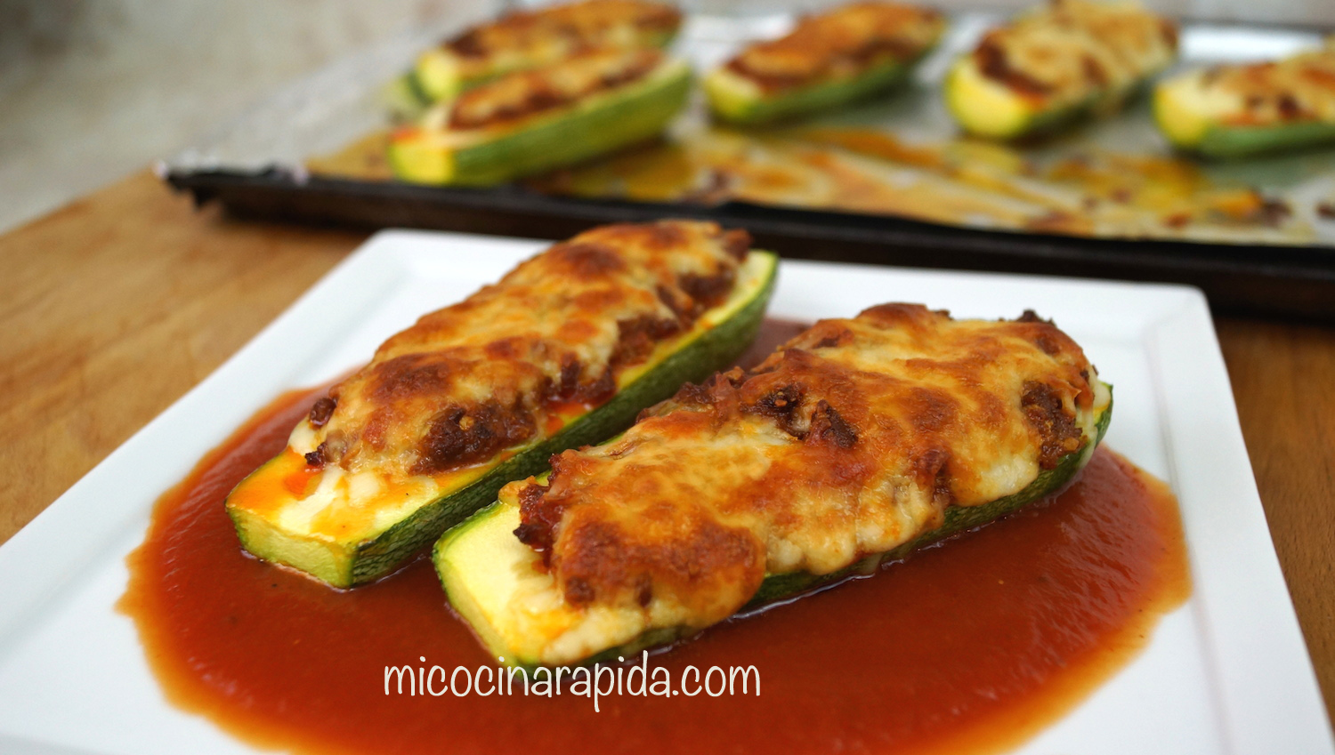 Calabacitas Gratinadas Rellenas de Chorizo