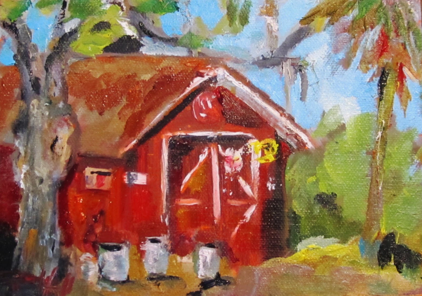 Painting of the Day, Daily Paintings by Delilah: The Old Red Shed