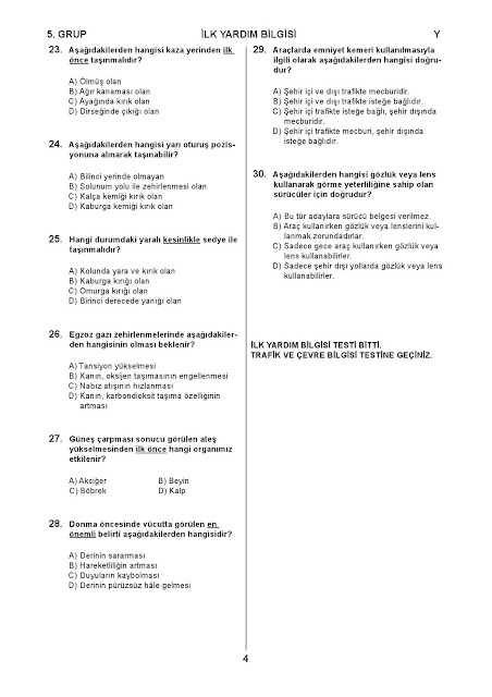 Özel Direksiyon Hocası: EHLİYET SINAV SORULARI - 2