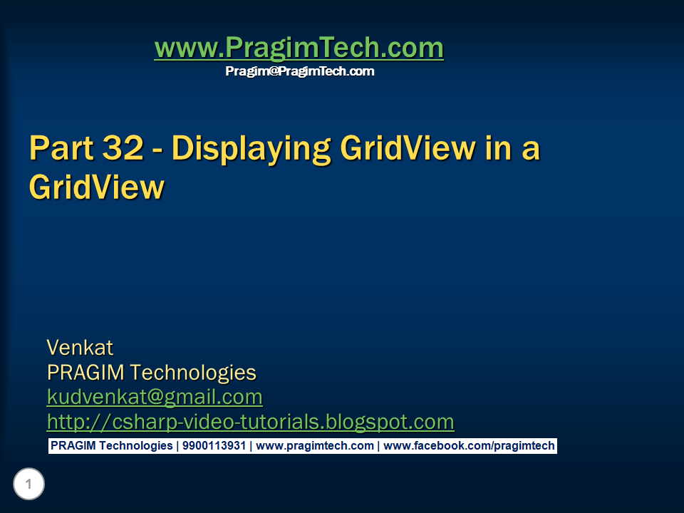 Sql server, .net and c# video tutorial: Part 32 - Displaying GridView ...