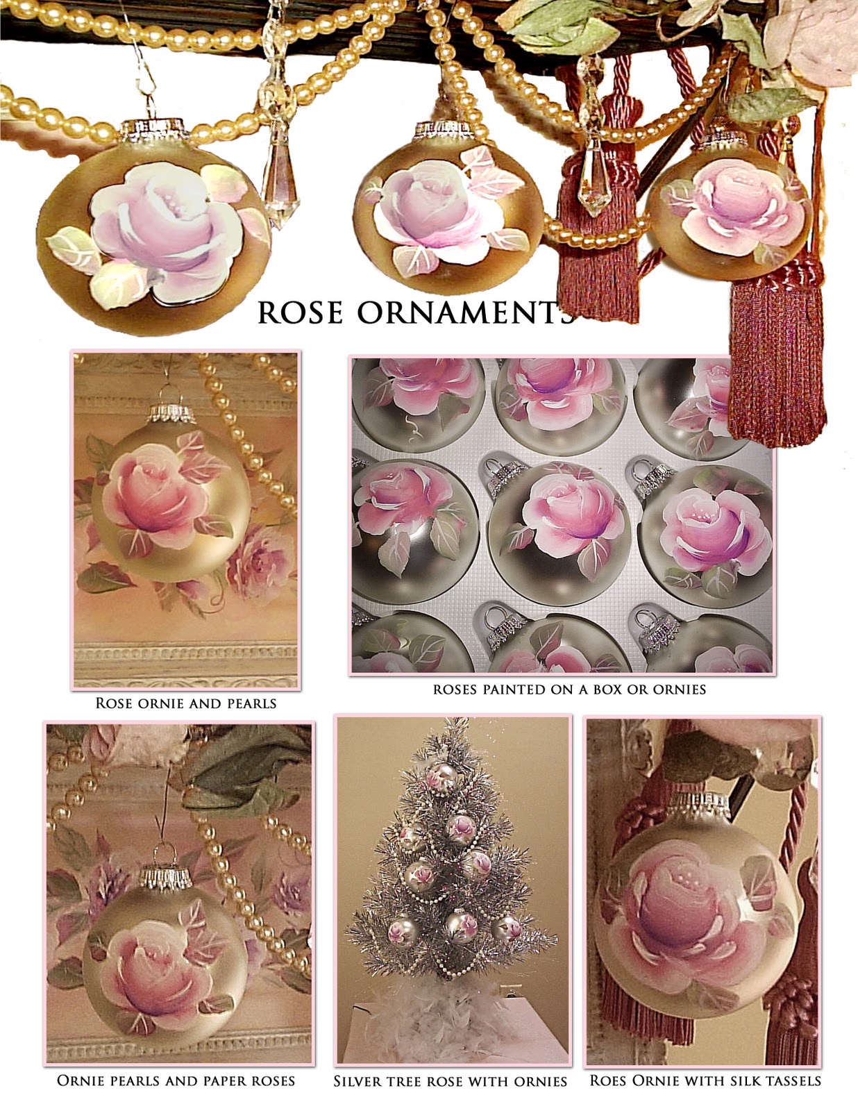 Printable Vintage Papers: Paint Rose Christmas Ornaments Lesson On Sale