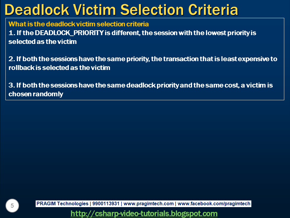 Sql server, .net and c# video tutorial: SQL Server deadlock victim ...