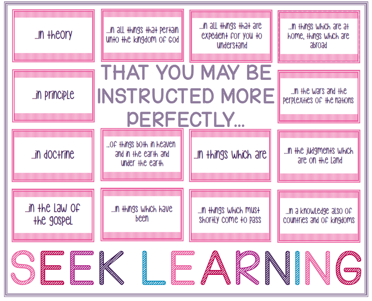 Primary Activity Ideas: Seek Learning - Preparing for Young Women