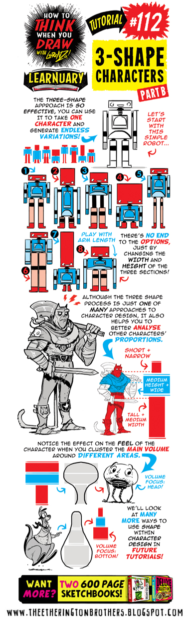 The Etherington Brothers: How to THINK when you draw 3-SHAPE CHARACTERS ...