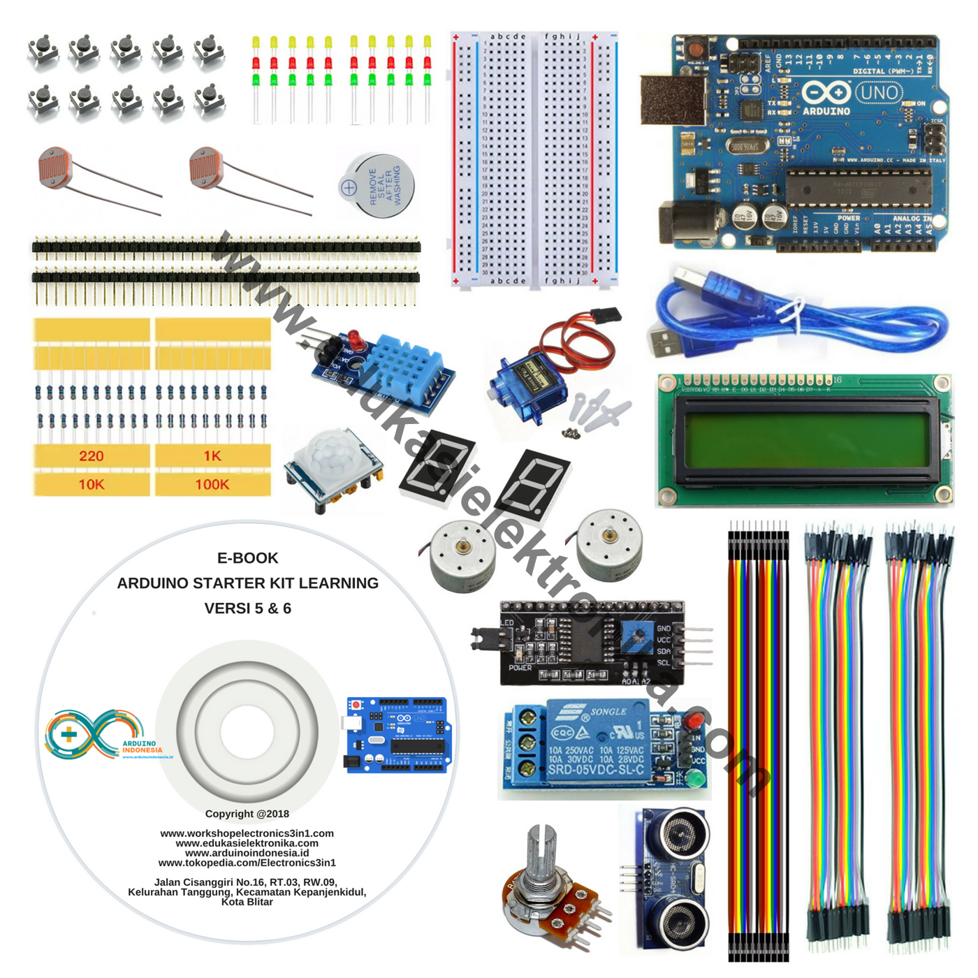 Arduino Uno R3 Starter Kit Learning V 6 Paket Belajar Arduino For