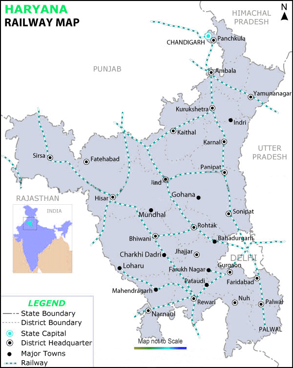 Rail-Map-india: Haryana-railway-map