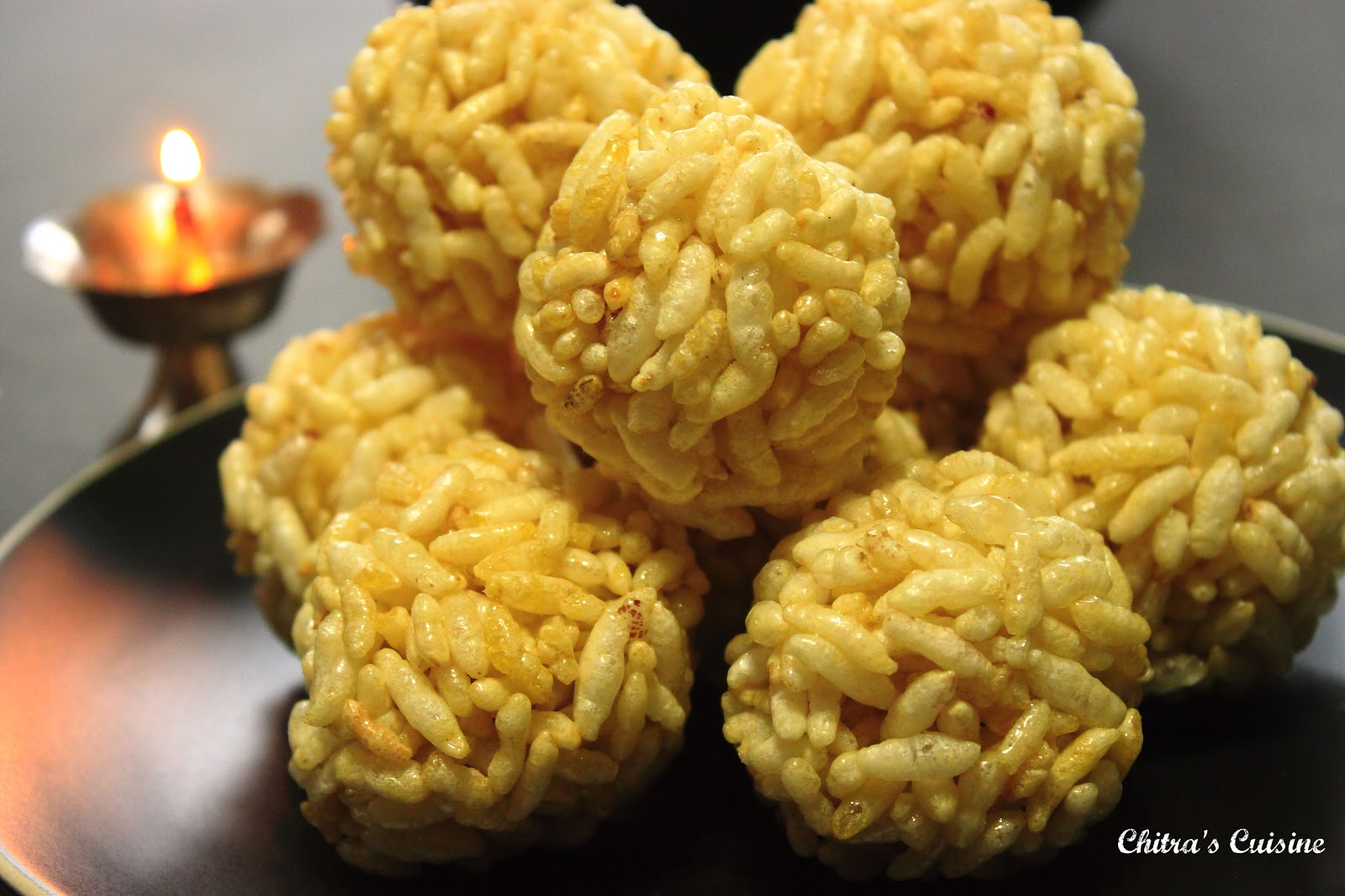 Chitra's Cuisine: Pori Urundai(Rice Puffs Balls)