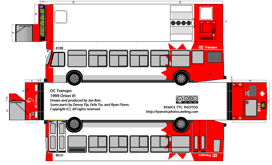 SP. Papel Modelismo: PaperBus 1999 Orion VI - OC Transpo